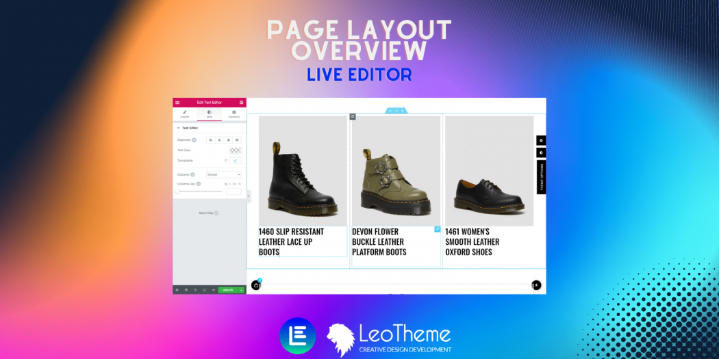 Leo Elements Creator || Live-editor Page Layout Overview